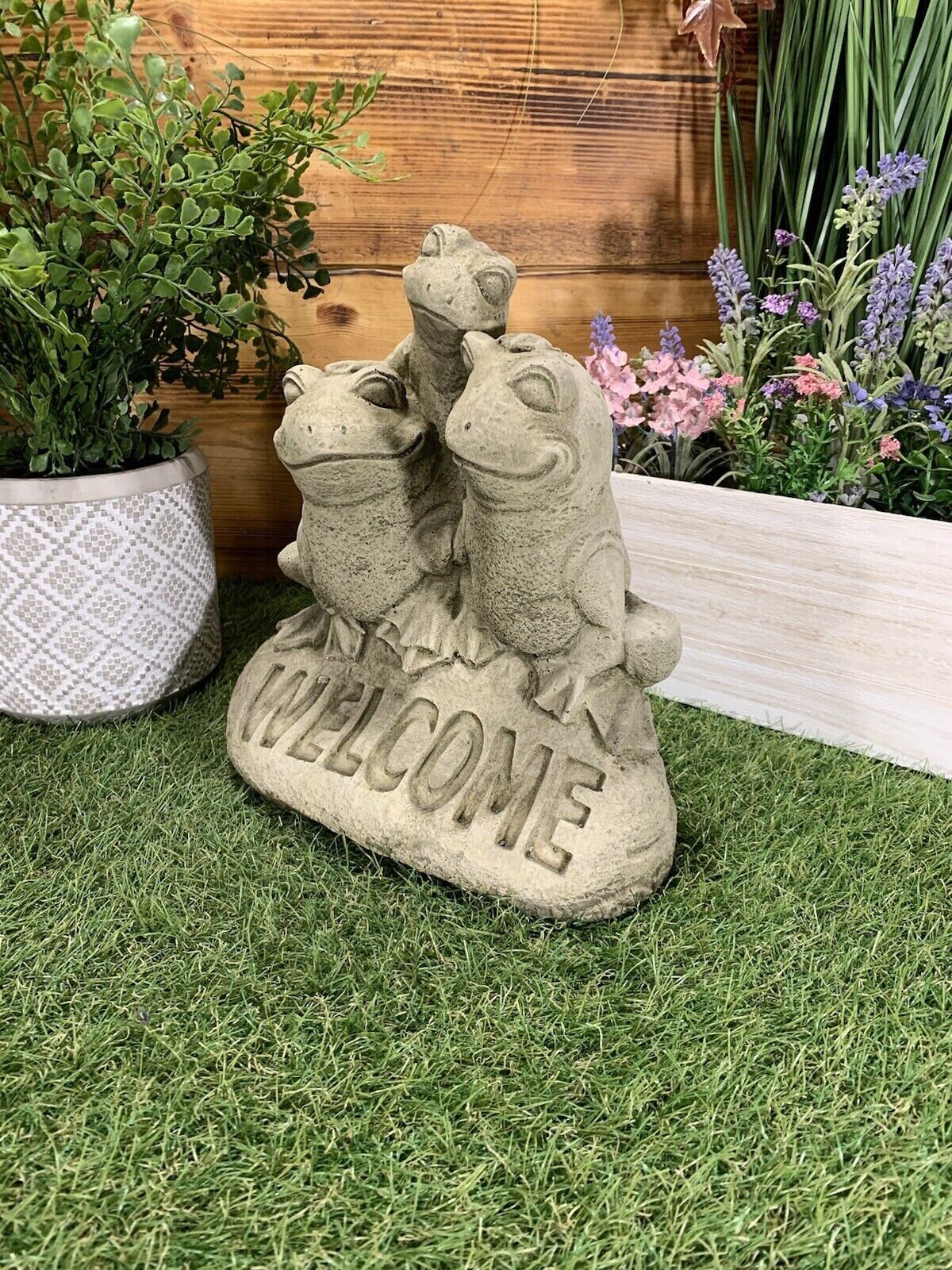 Stone Garden Cute Welcome Frog Toad Family Statue Ornament - Etsy UK