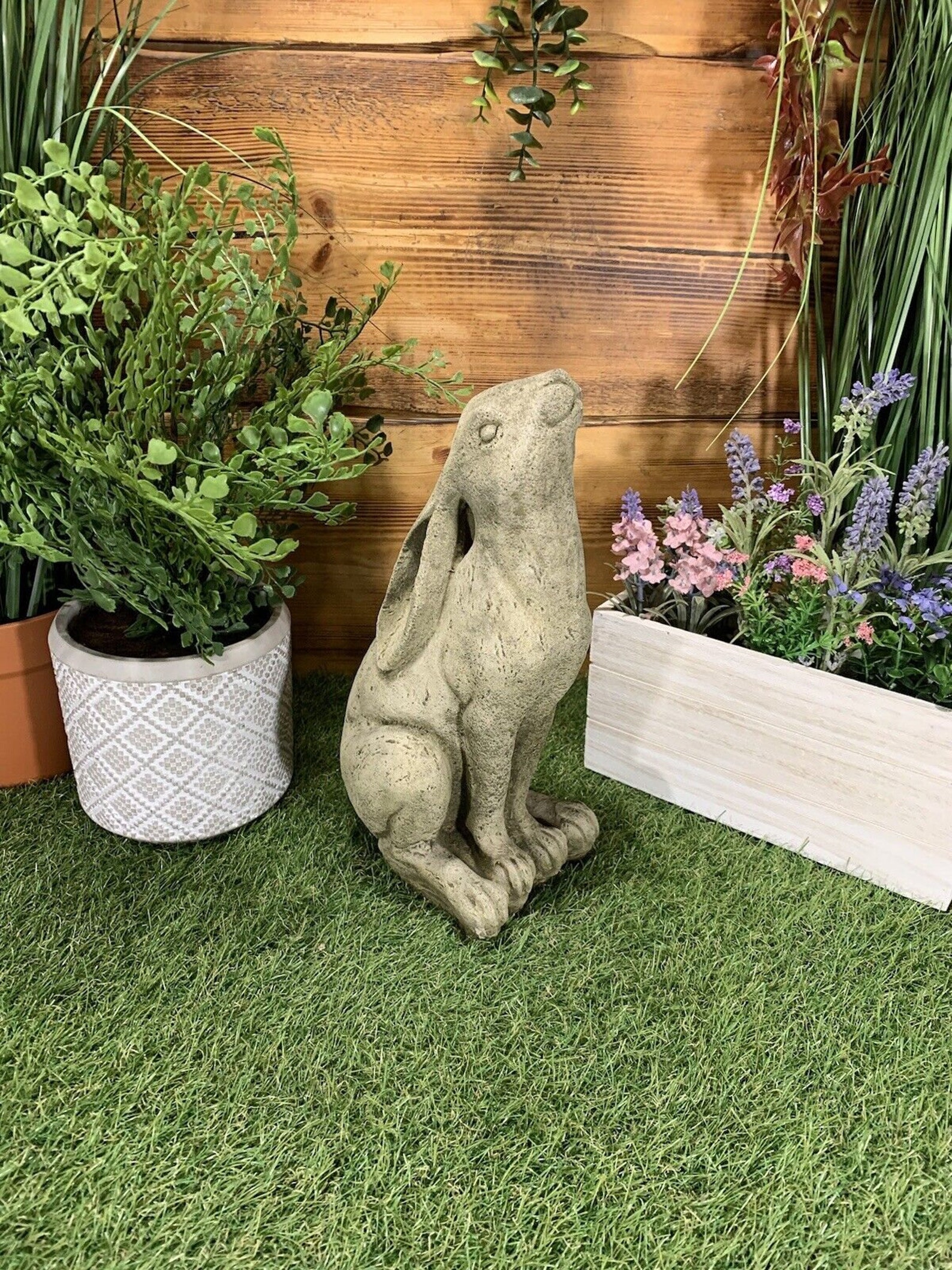 Stone Garden Moon Gazing Hare Ornament - Etsy UK