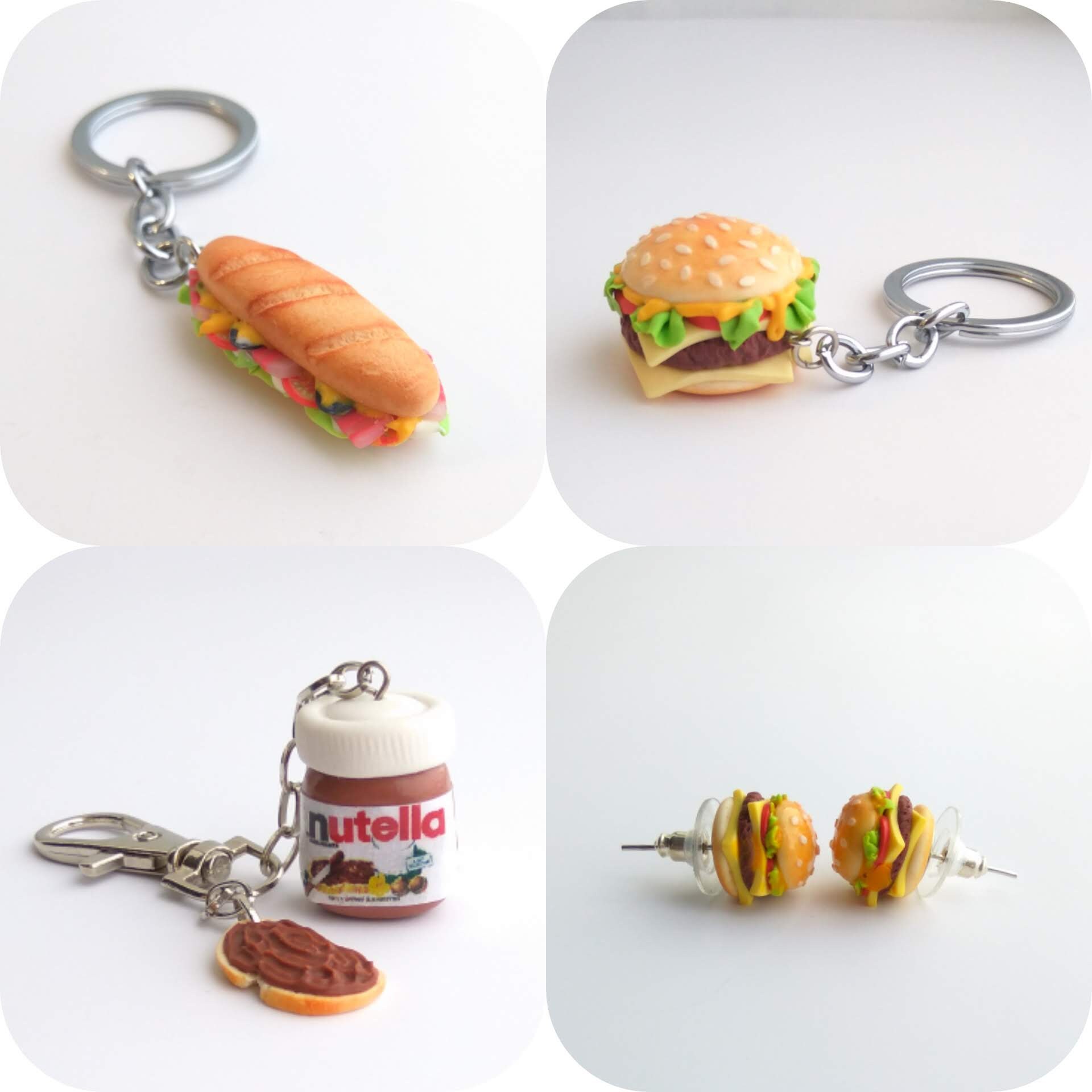 Burger keychain Hamburger jewelry Miniature Fast food | Etsy