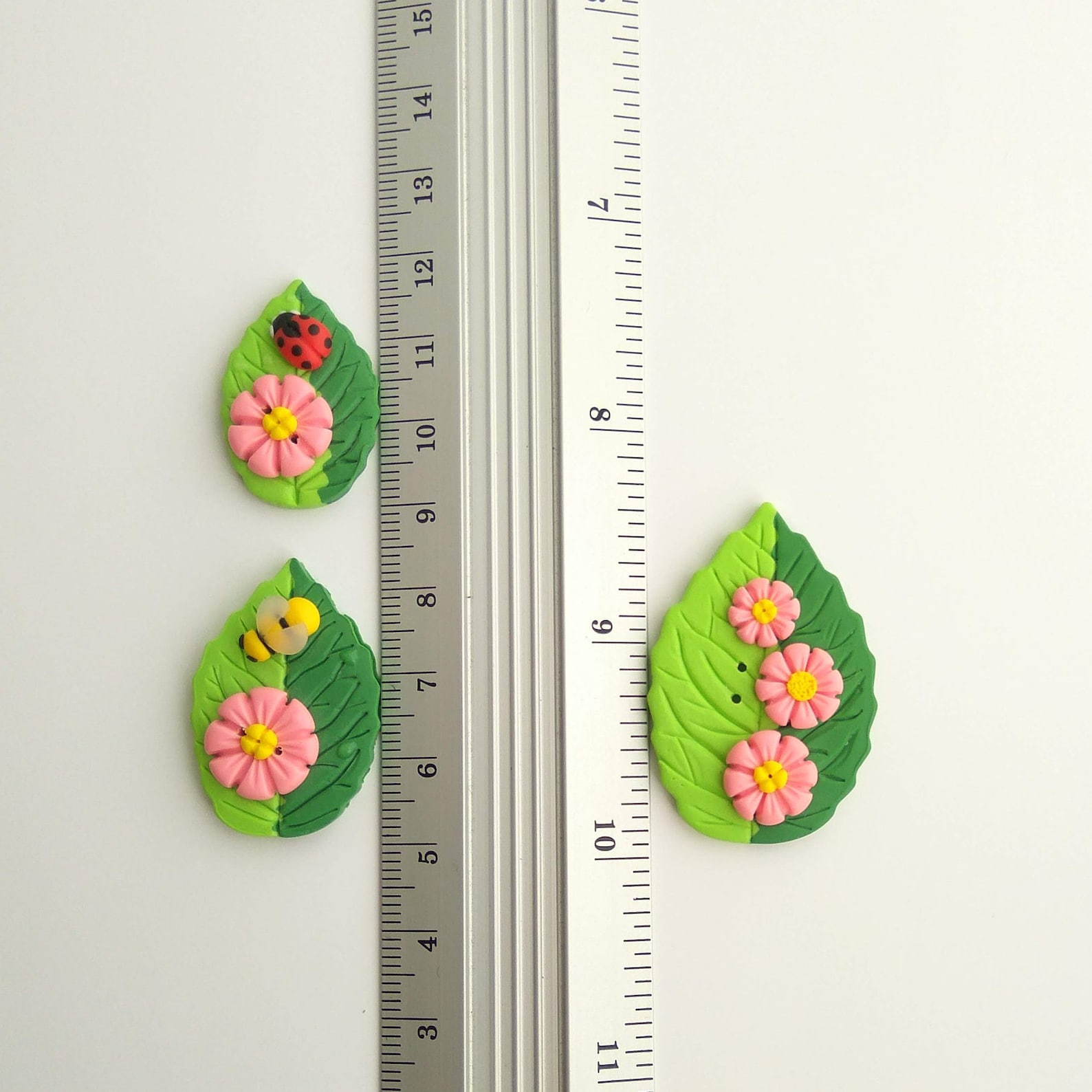 Summer Buttons Leaf Buttons Set Ladybug Buttons Girls Jewelry | Etsy