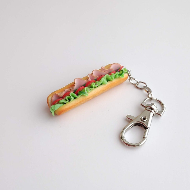 Ham sandwich charm Food keychain Fast food jewelry | Etsy