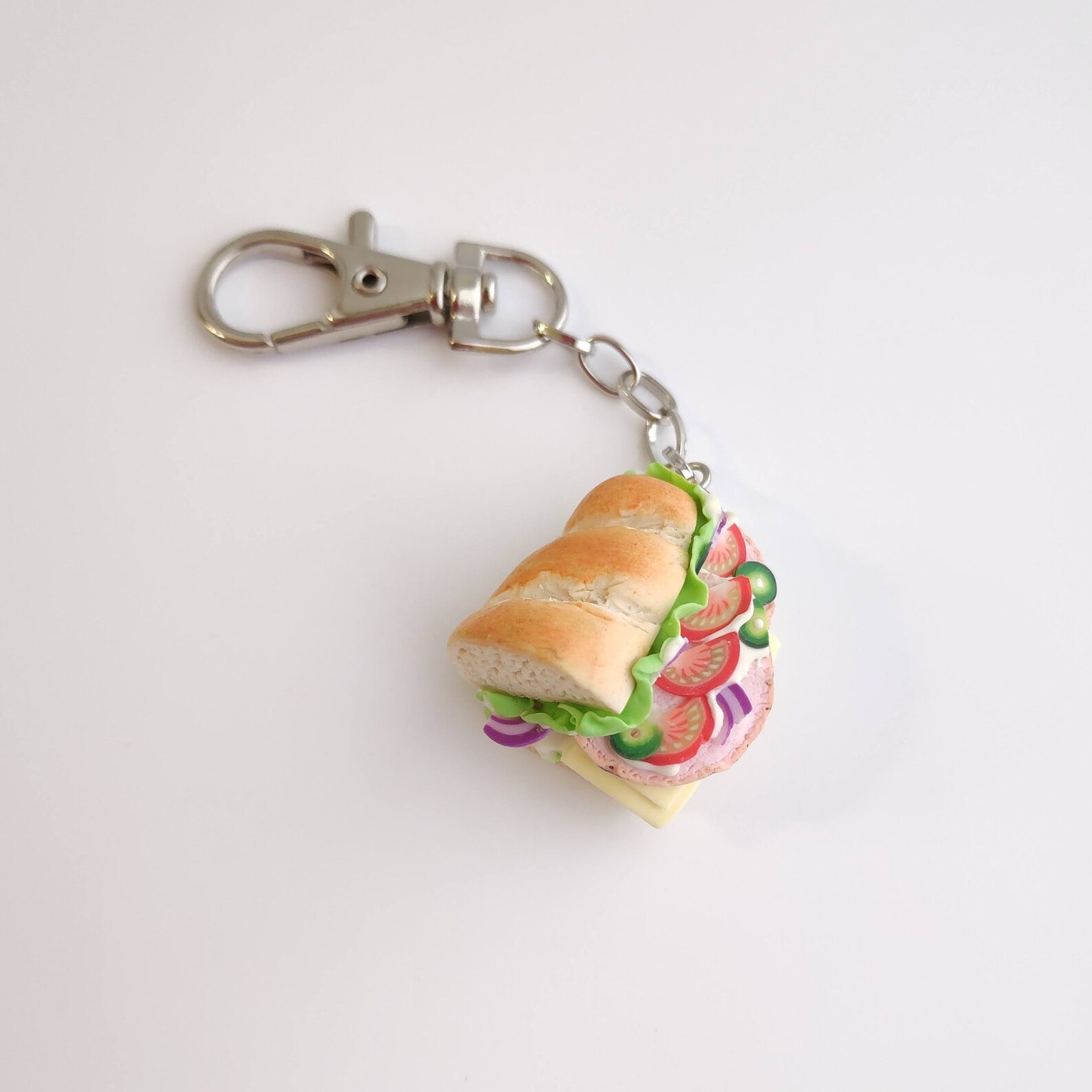 Sandwich keychain Breakfast jewelry Fake food gift | Etsy
