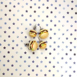 Hamburger Stud Earrings, Tiny Fast Food Jewelry, Miniature Burger - Etsy