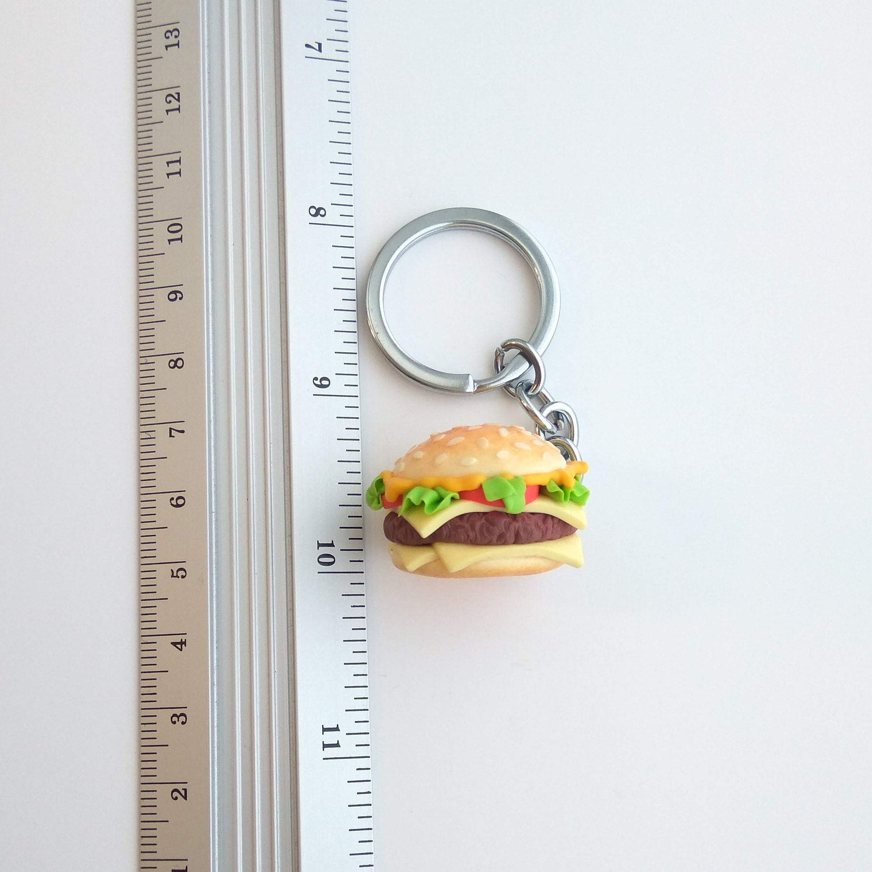 Burger keychain Hamburger jewelry Miniature Fast food | Etsy