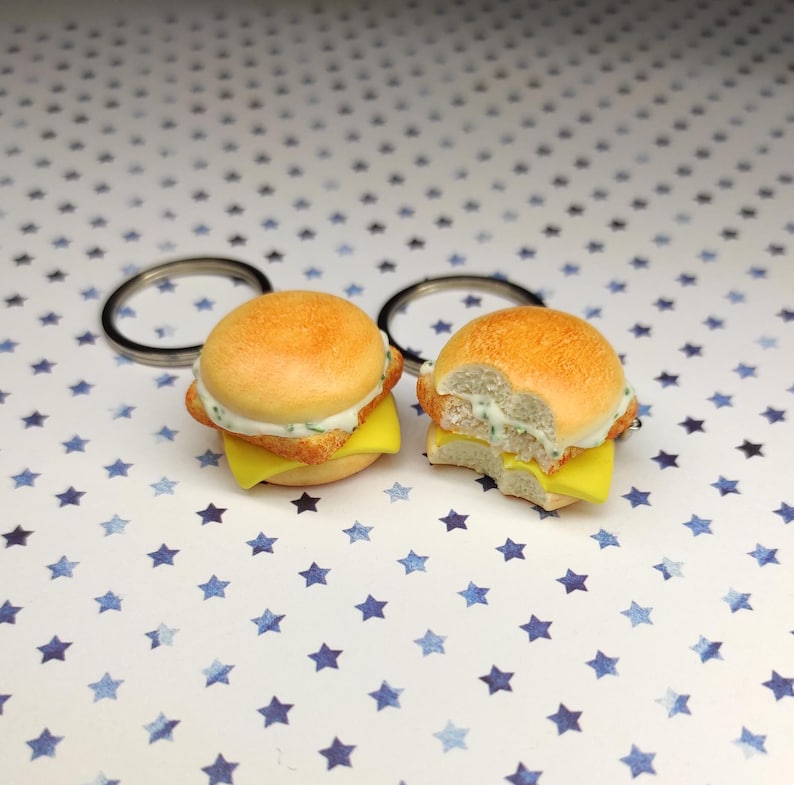 Filet-o-fish, Burger Keychain, Miniature Fast Food Accessory - Etsy ...