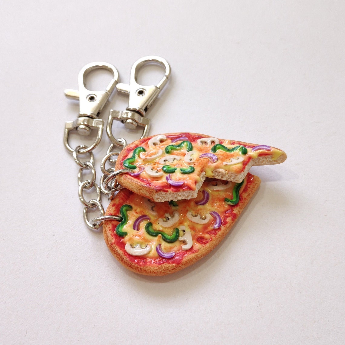 Heart Shaped Vegetarian Pizza Keychain Pizza Friendship | Etsy