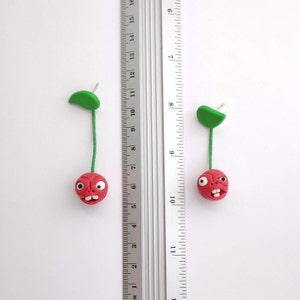 Evil Cherry Earrings, Mismatched Fruit Earrings - Etsy