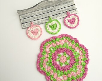 Dollhouse Kitchen Set Miniature Wall Shelf Crochet Small Doily | Etsy