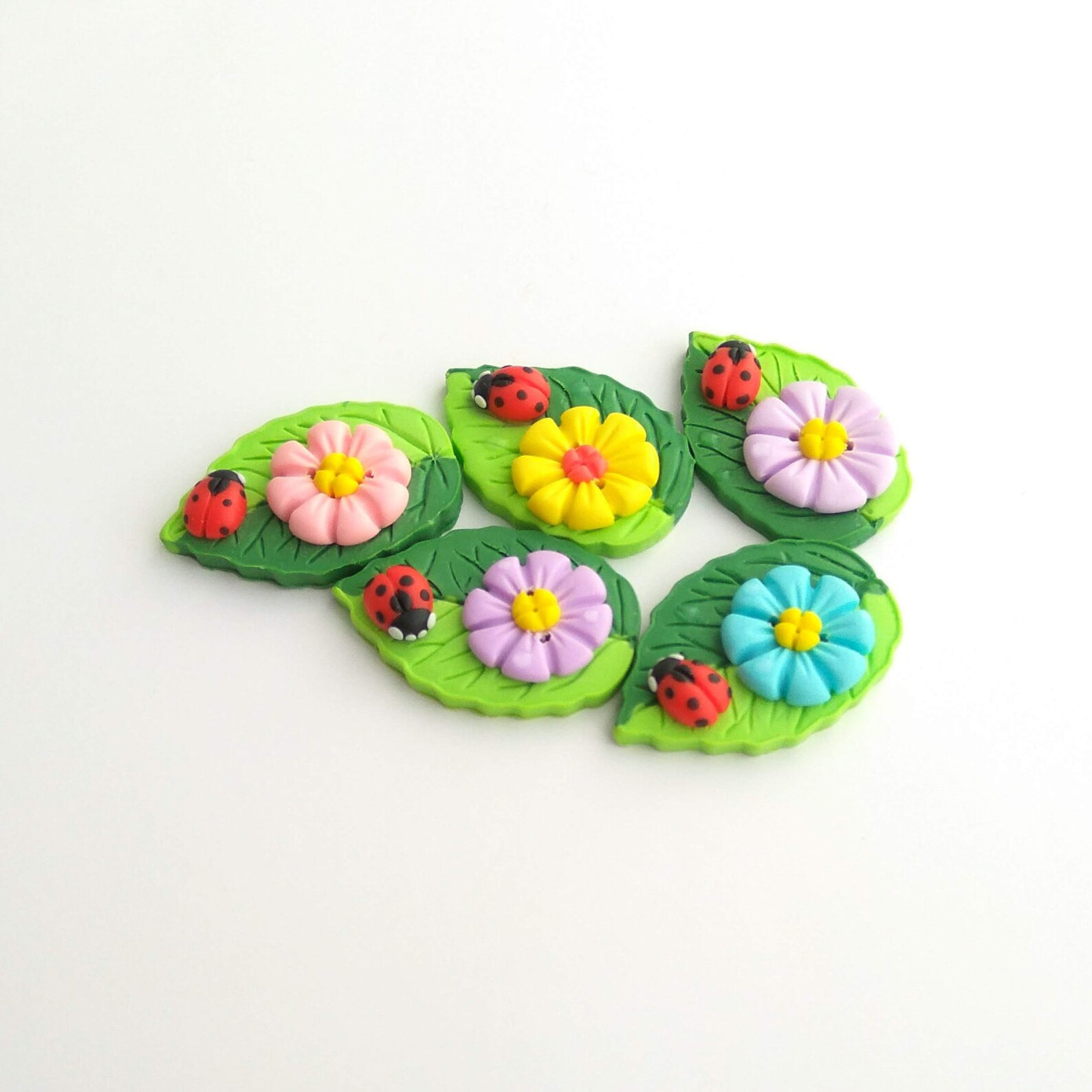 Ladybug Button Set Baby Girl Gift Rainbow Button Spring - Etsy