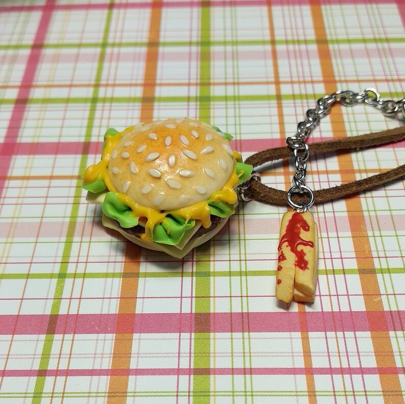 Burger Necklace Polymer Clay Food Jewelry Cheeseburger - Etsy