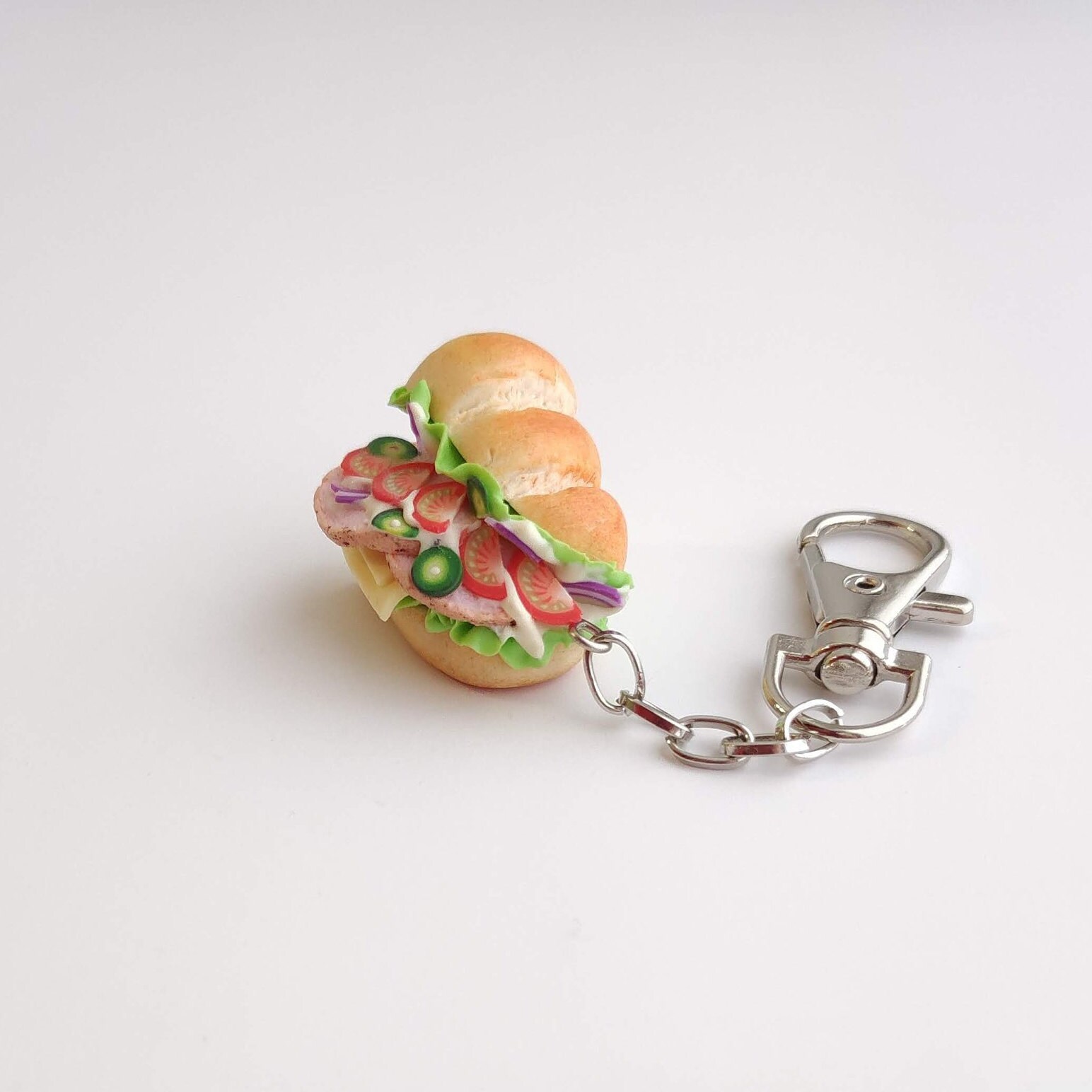 Sandwich keychain Breakfast jewelry Fake food gift | Etsy