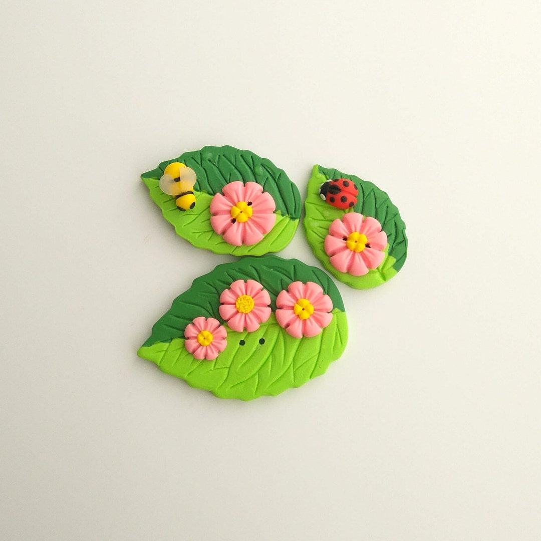 Summer Buttons Leaf Buttons Set Ladybug Buttons Girls Jewelry Bee ...