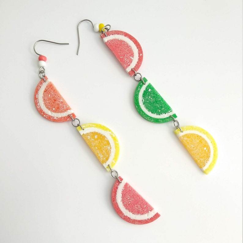 Citrus Candy Dangle Earrings Colorful Large Jelly Candies - Etsy