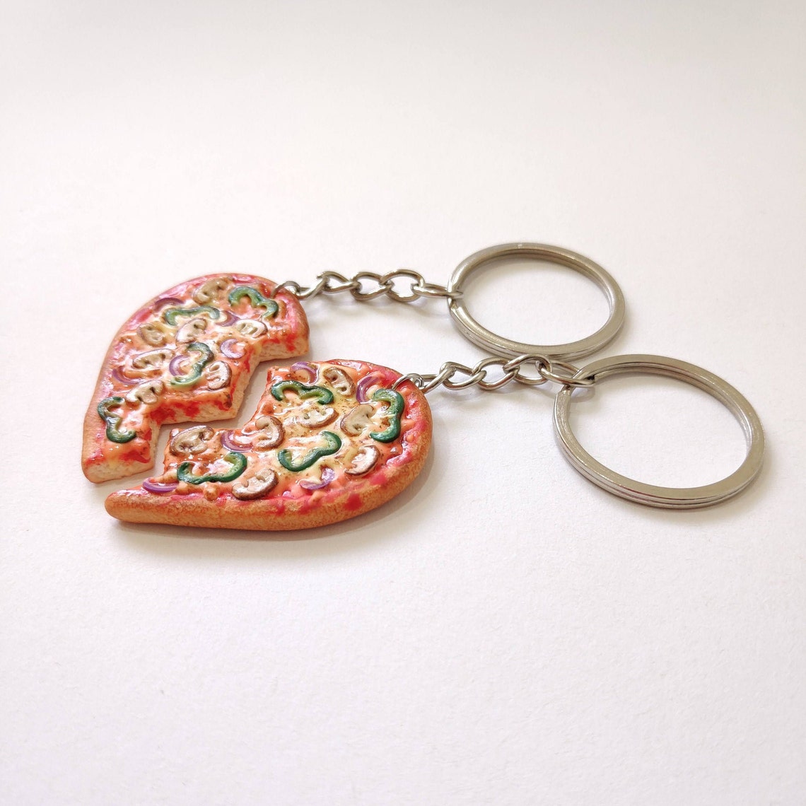 Heart Shaped Vegetarian Pizza Keychain Pizza Friendship | Etsy