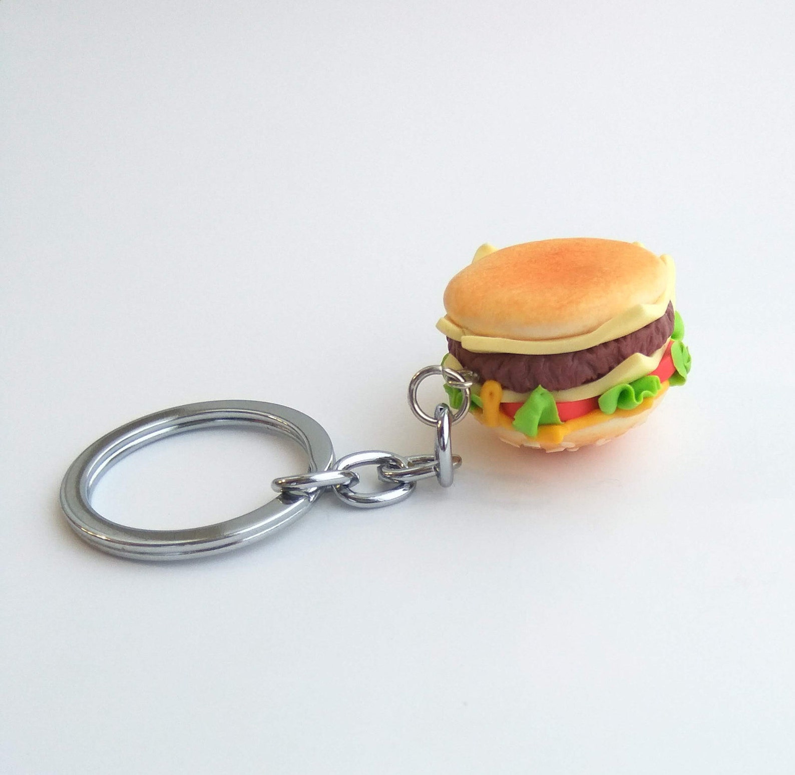 Burger keychain Hamburger jewelry Miniature Fast food | Etsy