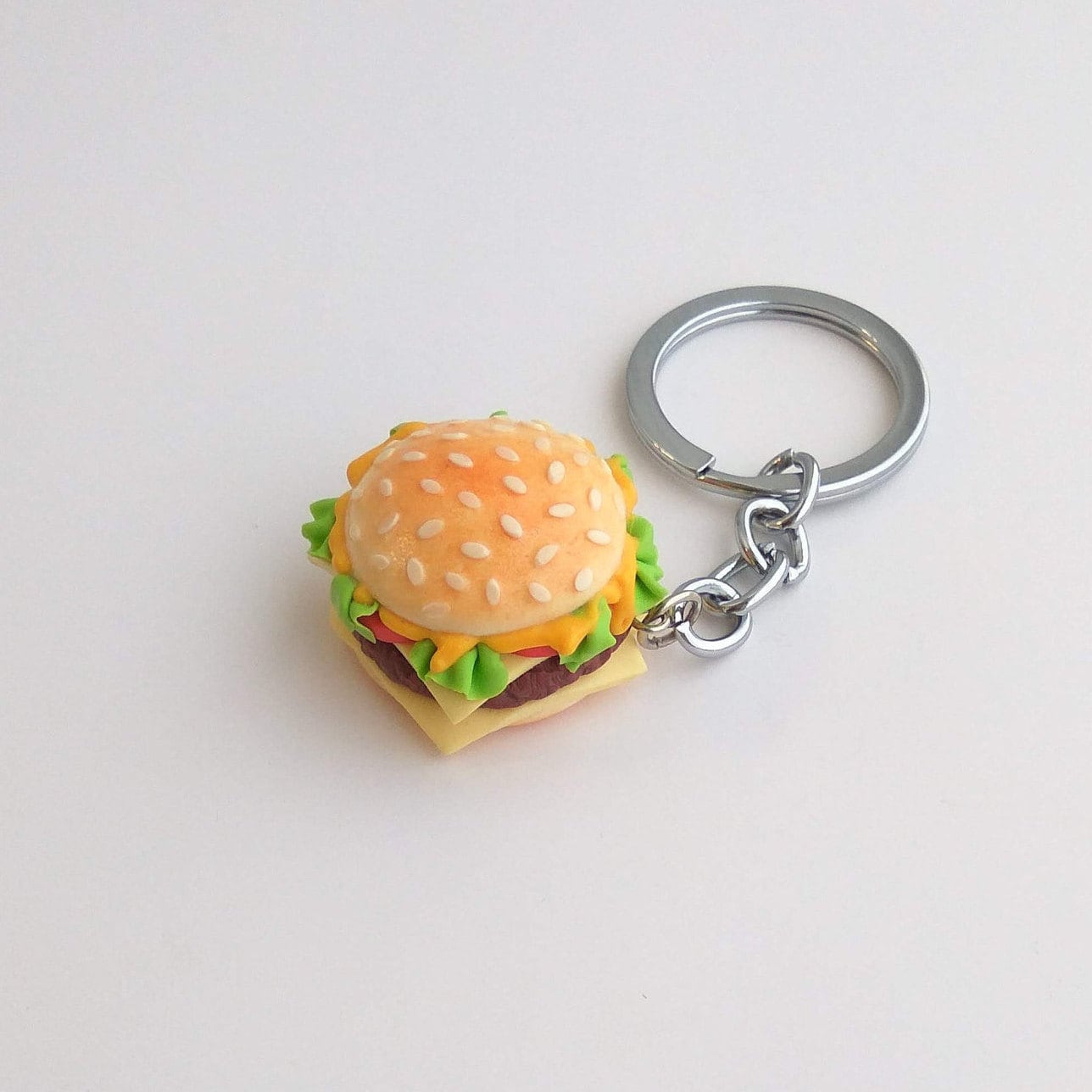 Burger keychain Hamburger jewelry Miniature Fast food | Etsy