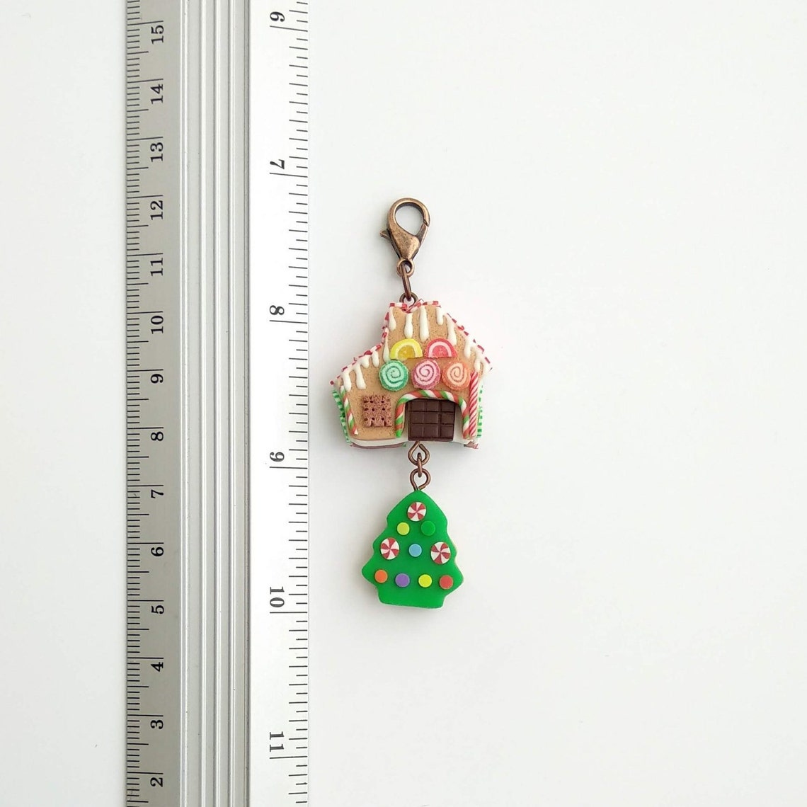 Miniature gingerbread house charm Christmas cookie jewelry | Etsy