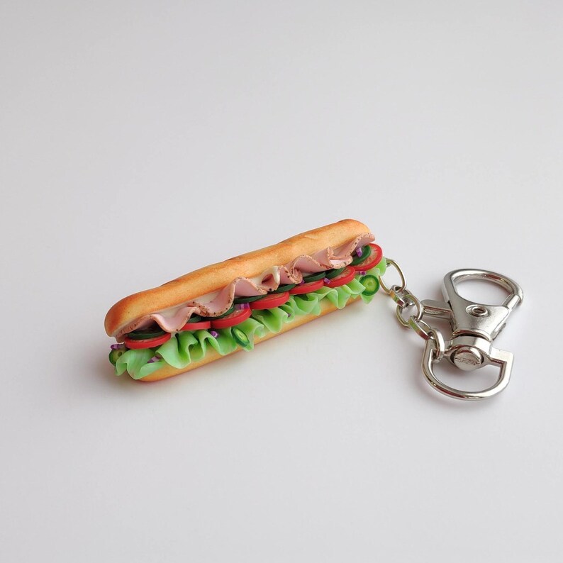 Ham sandwich charm Food keychain Fast food jewelry | Etsy