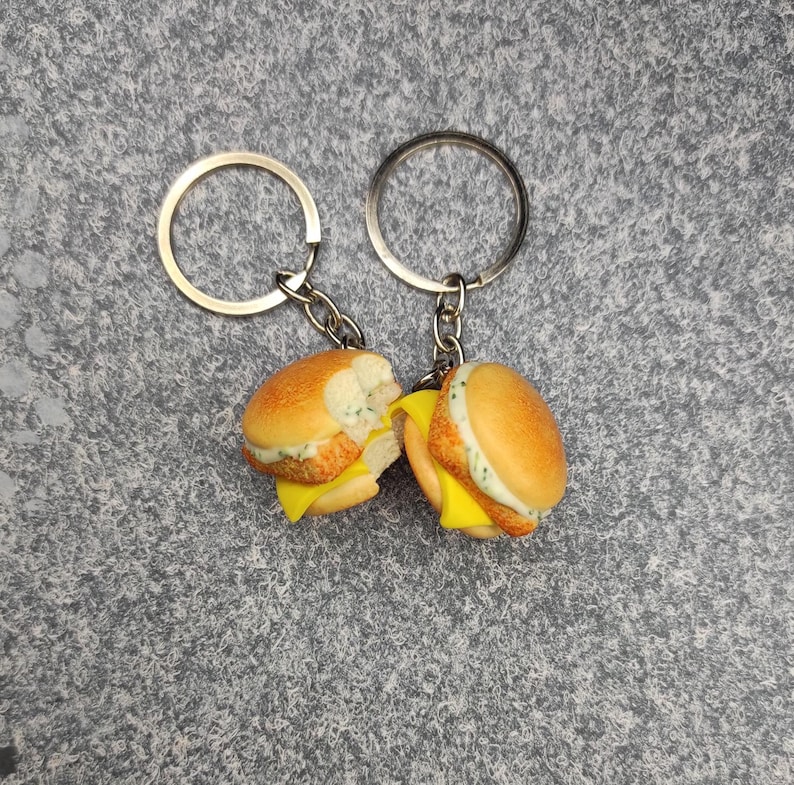 Filet-o-fish, Burger Keychain, Miniature Fast Food Accessory - Etsy ...