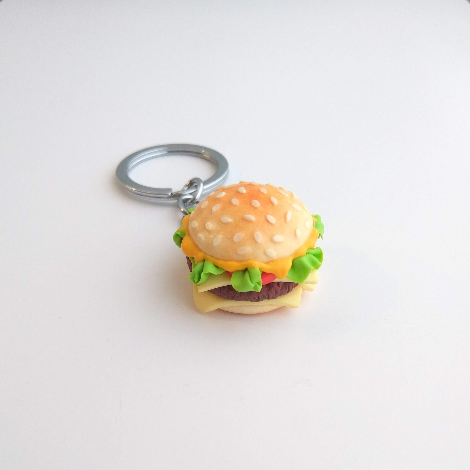 Burger keychain Hamburger jewelry Miniature Fast food | Etsy