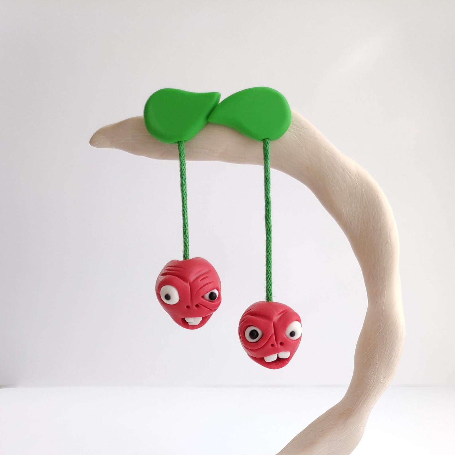 Evil Cherry Earrings, Mismatched Fruit Earrings - Etsy