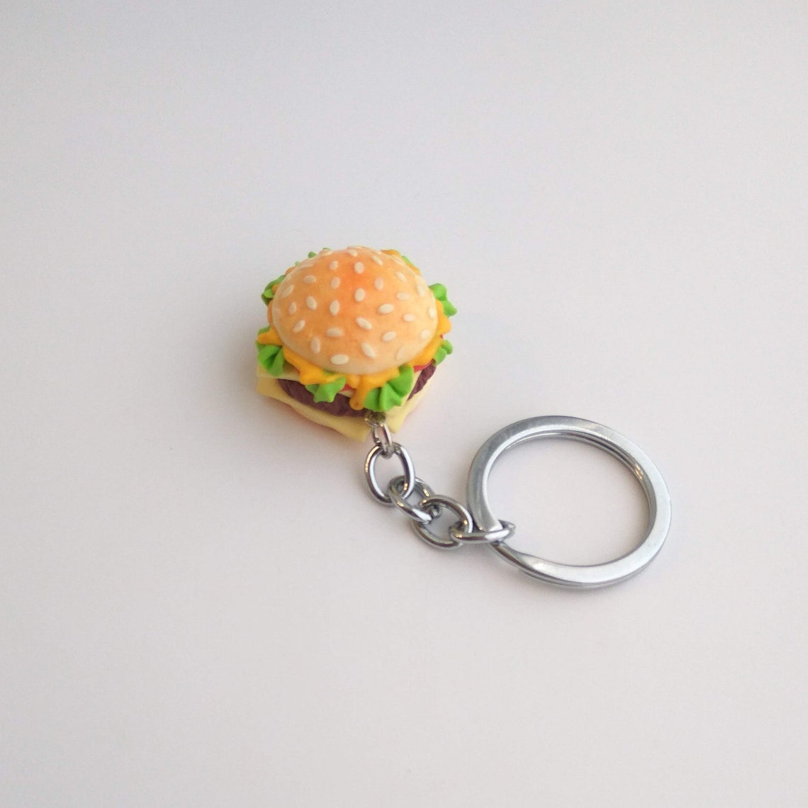 Burger keychain Hamburger jewelry Miniature Fast food | Etsy