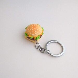 Burger Keychain, Hamburger Jewelry, Miniature Fast Food Accessory - Etsy