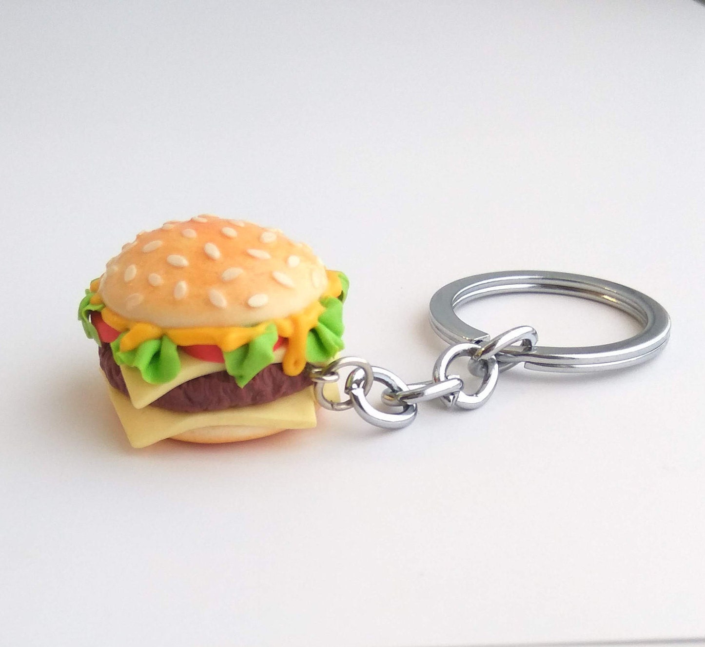 Burger keychain Hamburger jewelry Miniature Fast food | Etsy