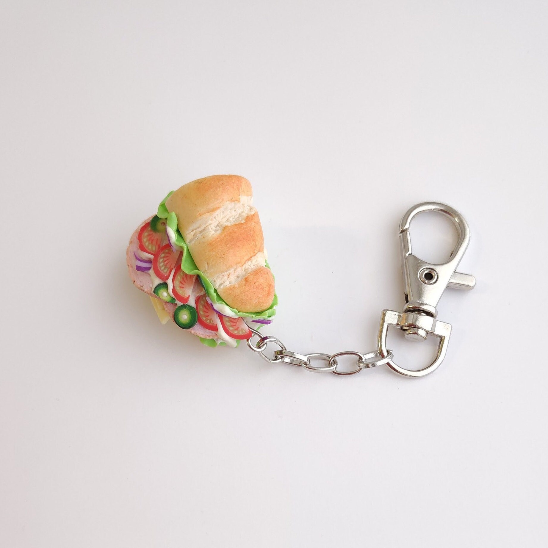 Sandwich keychain Breakfast jewelry Fake food gift | Etsy