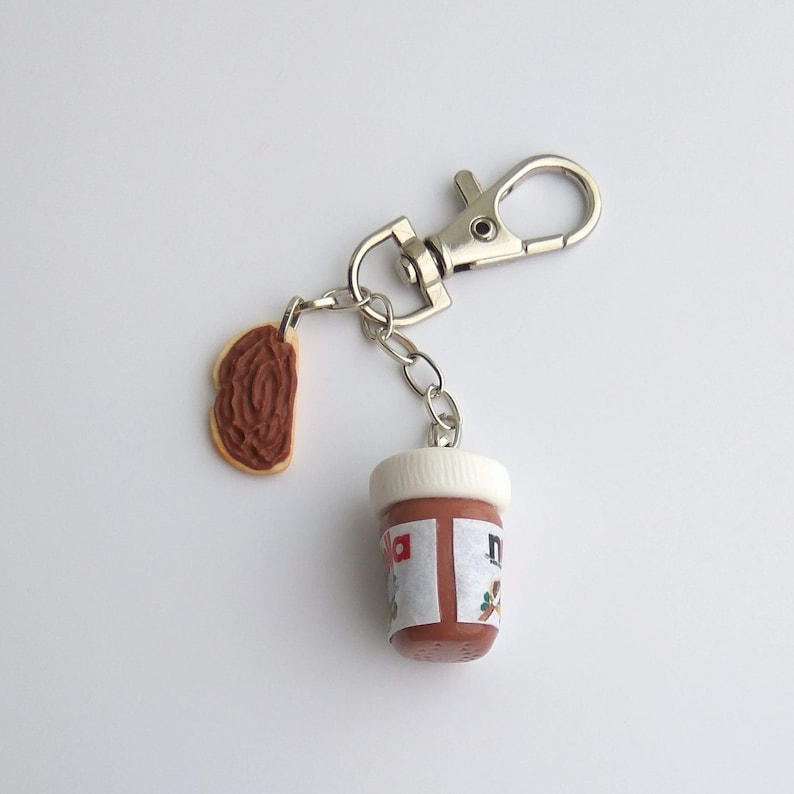 Nutella Jar & Chocolate Sandwich Keychain: Handmade Polymer Clay Food ...