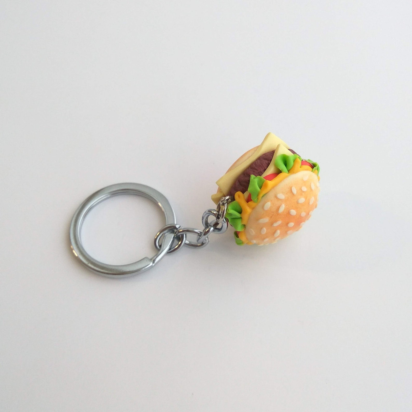 Burger keychain Hamburger jewelry Miniature Fast food | Etsy