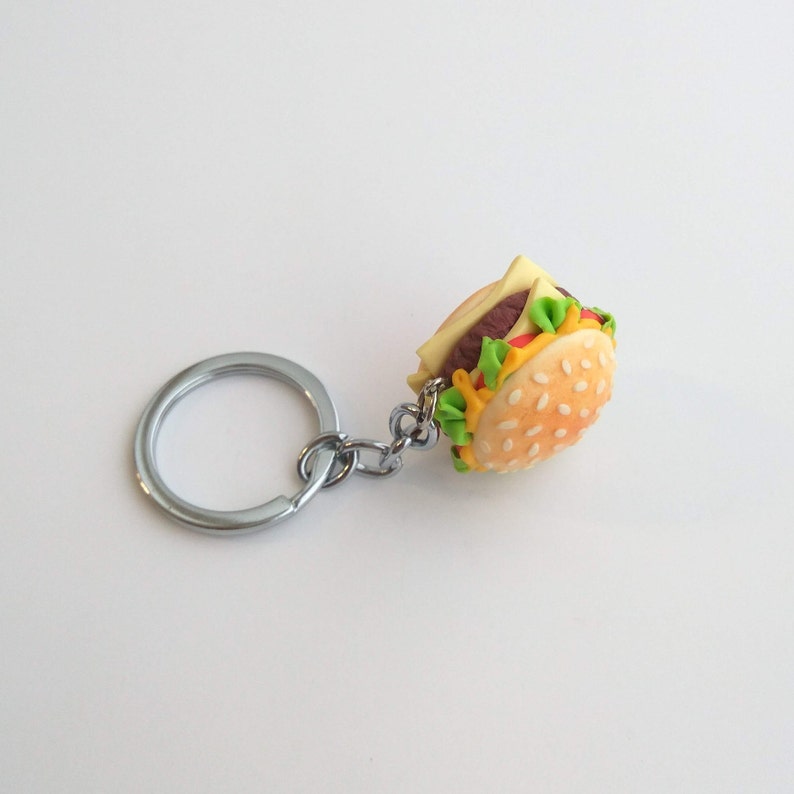 Burger keychain Hamburger jewelry Miniature Fast food | Etsy