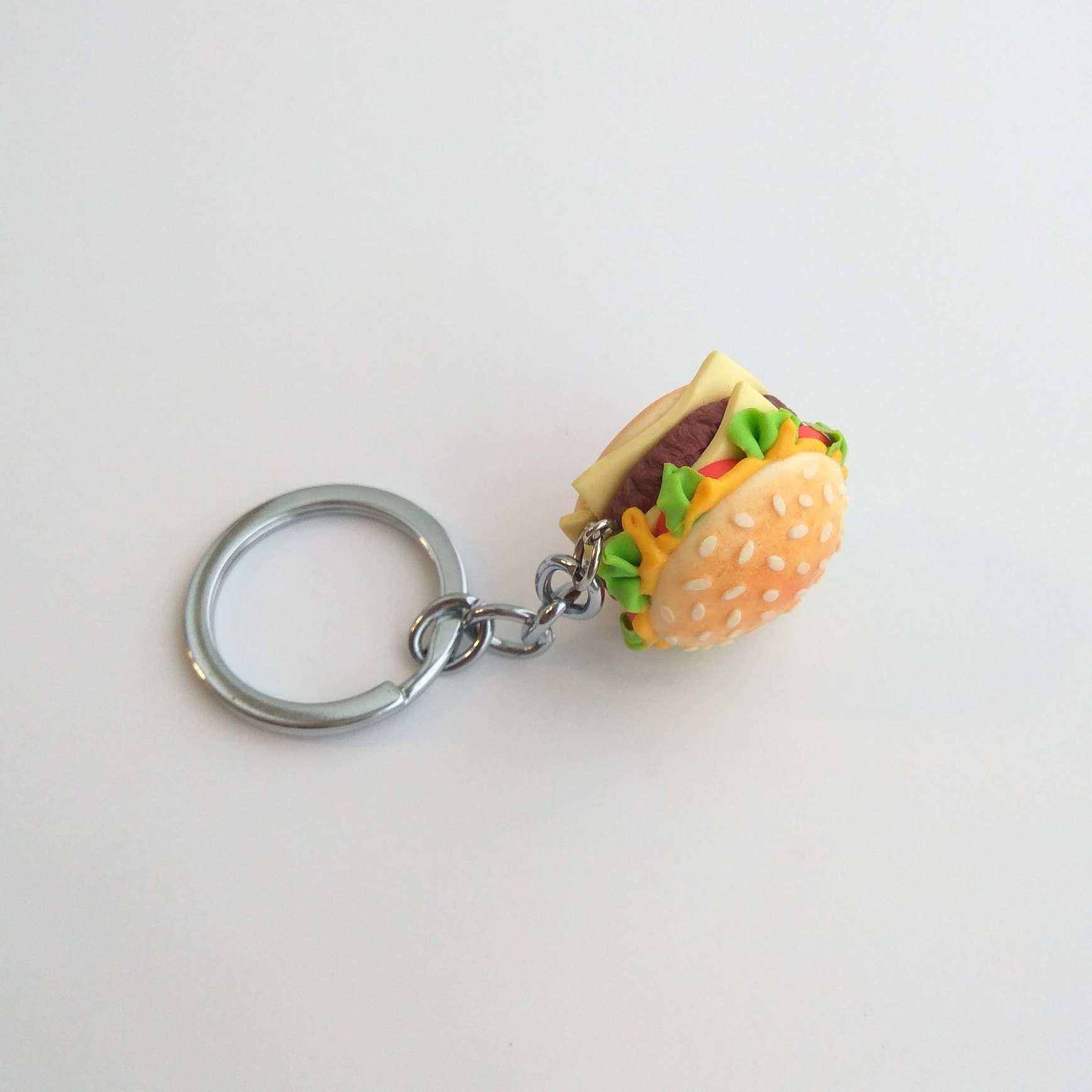 Burger keychain Hamburger jewelry Miniature Fast food | Etsy