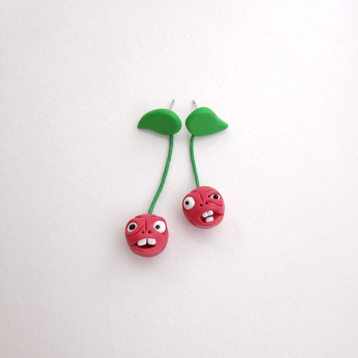 Evil Cherry Earrings, Mismatched Fruit Earrings - Etsy