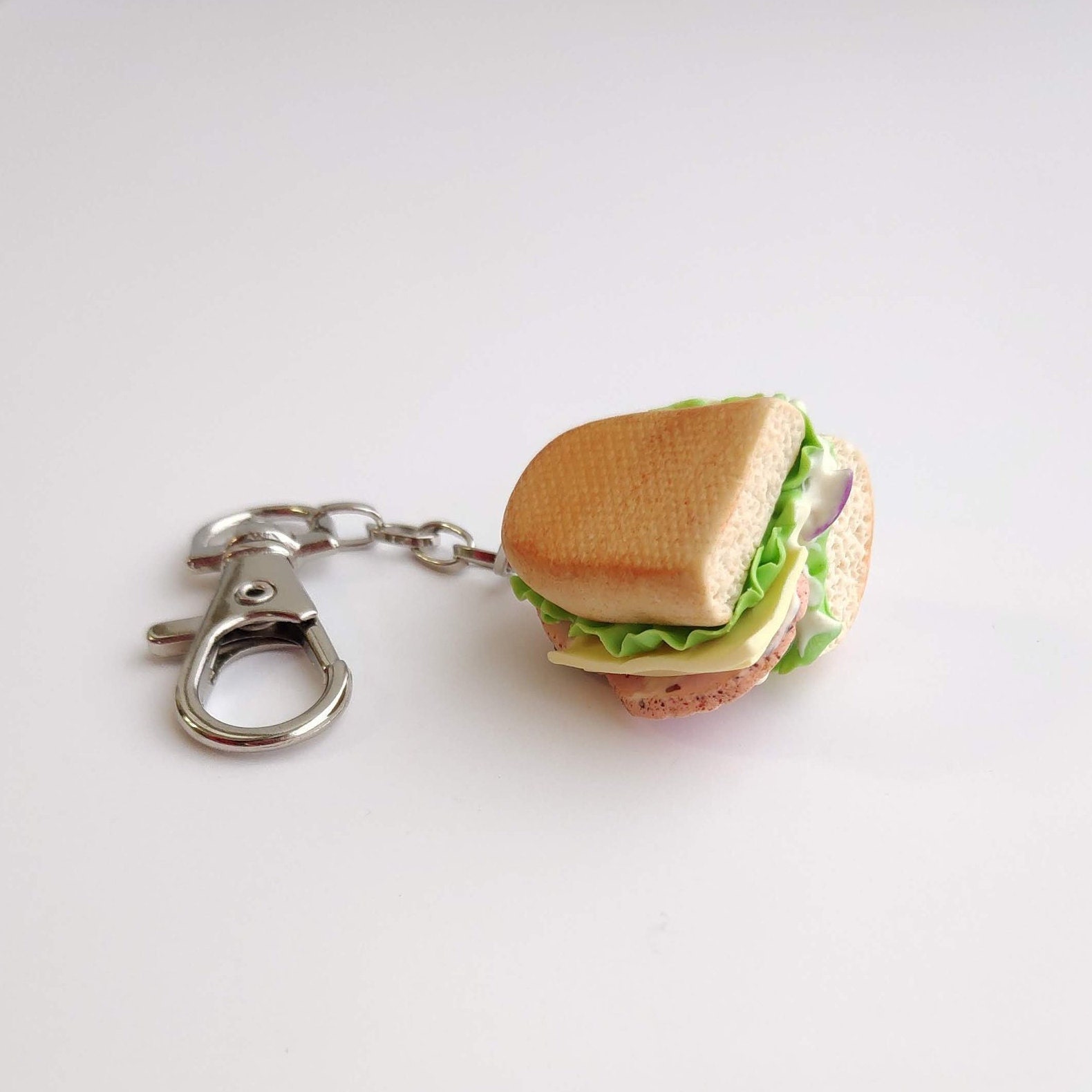Sandwich keychain Breakfast jewelry Fake food gift | Etsy