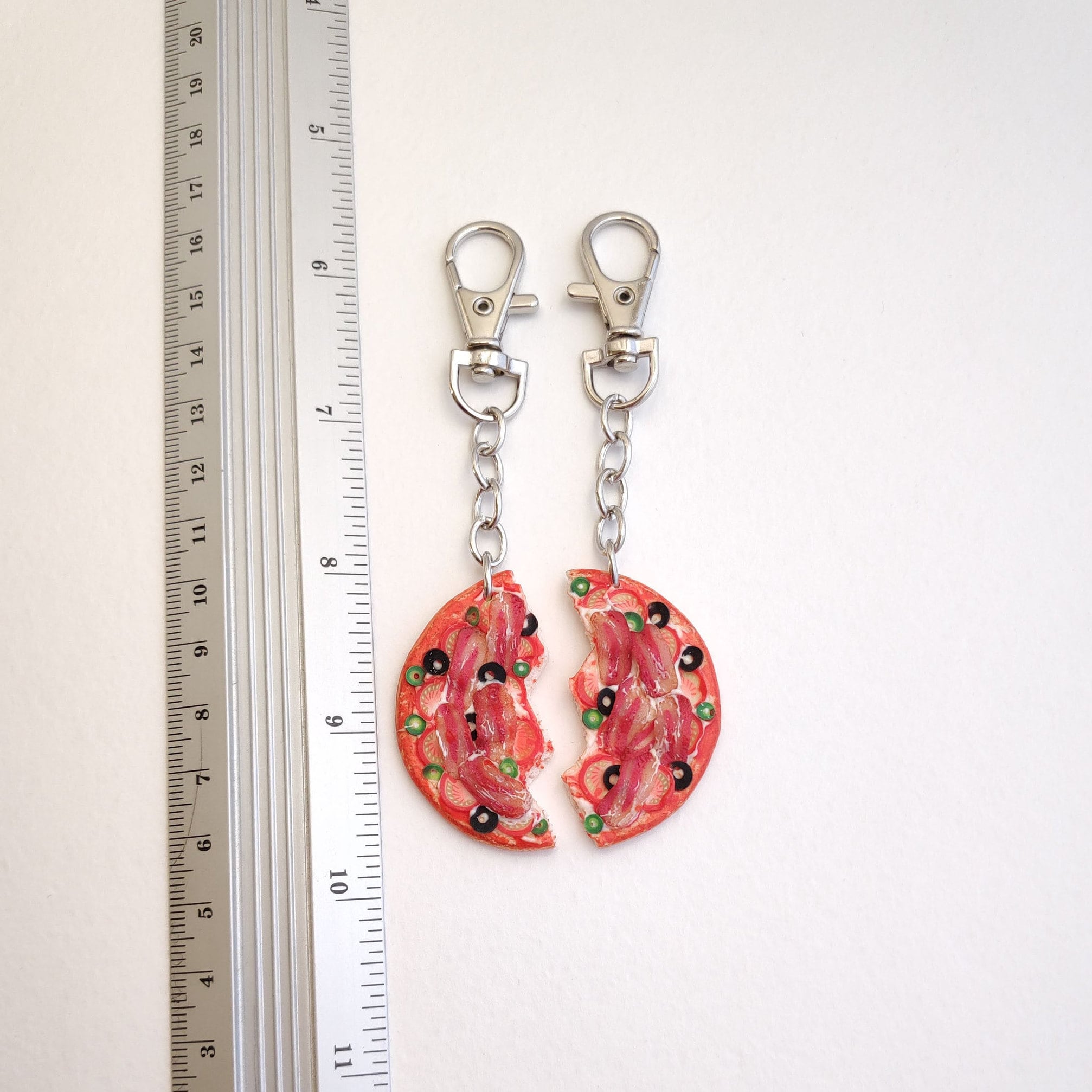 BFF Pizza Keychain Bacon Pizza Friendship Set of Two | Etsy
