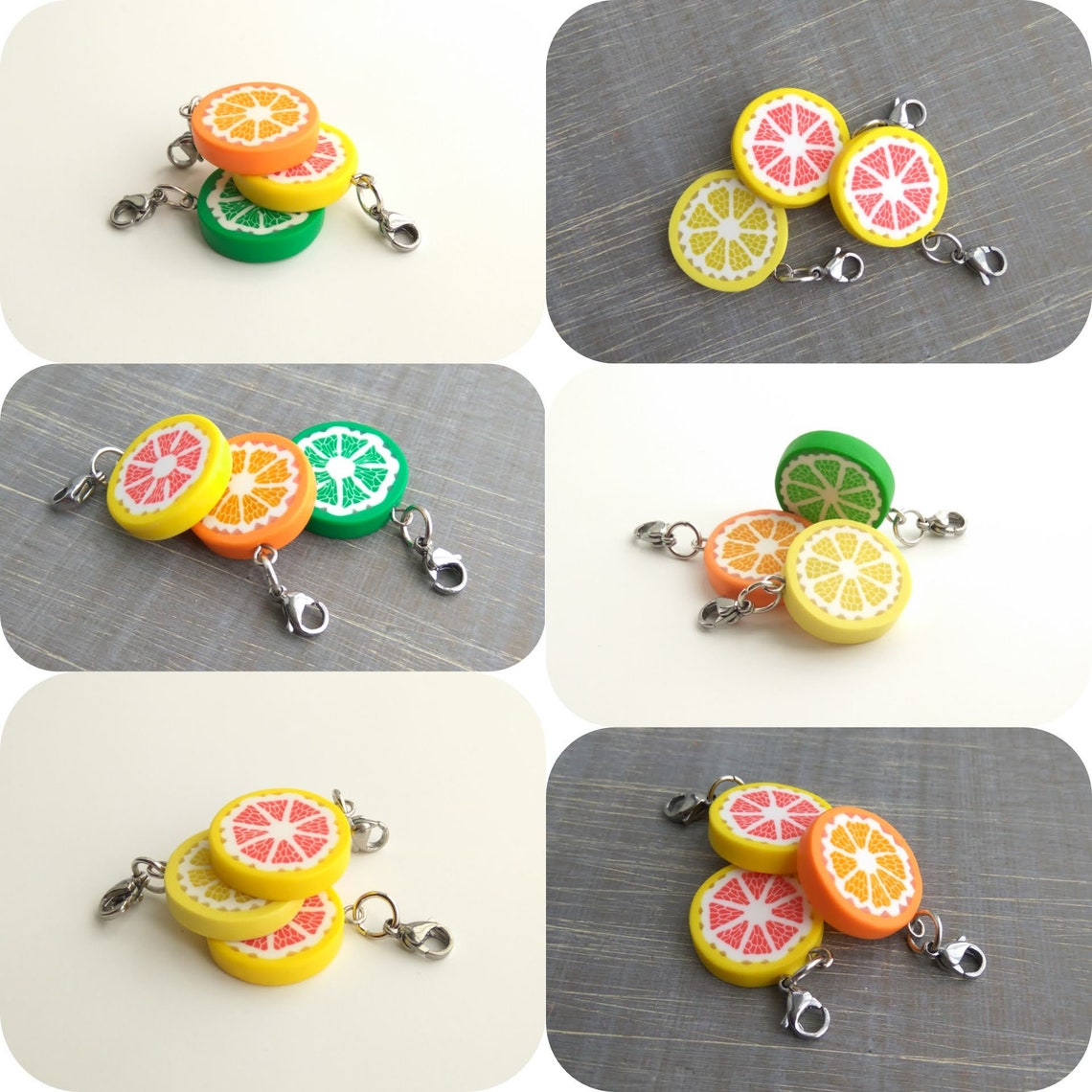 Oranges Charm Set of 3 Fruit Slice Orange jewelry Handbag | Etsy