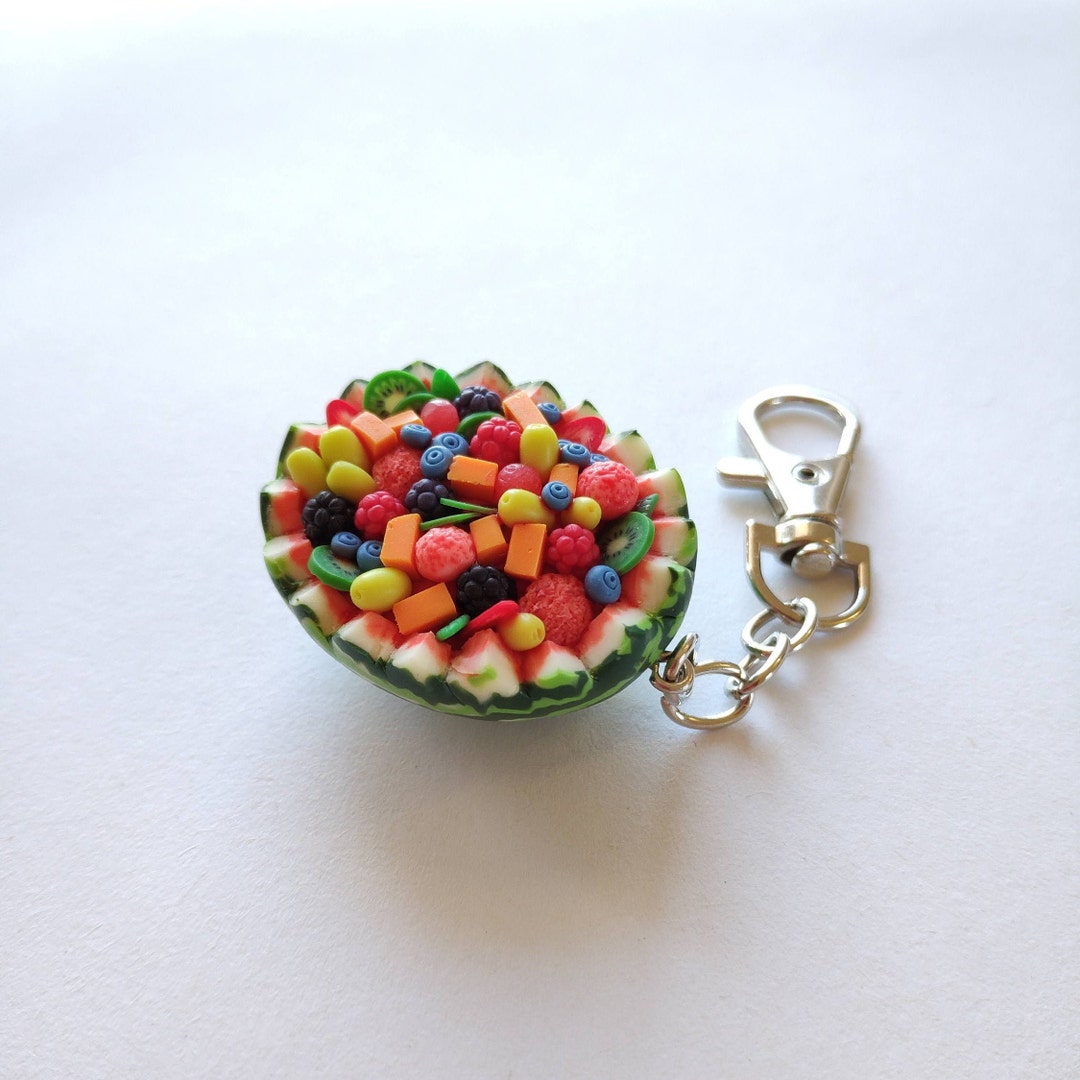 Watermelon Fruit Salad Keychain: Polymer Clay Food Jewelry - Etsy