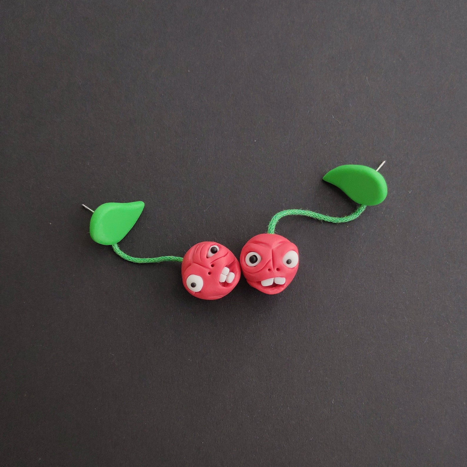 Evil Cherry Earrings, Mismatched Fruit Earrings - Etsy