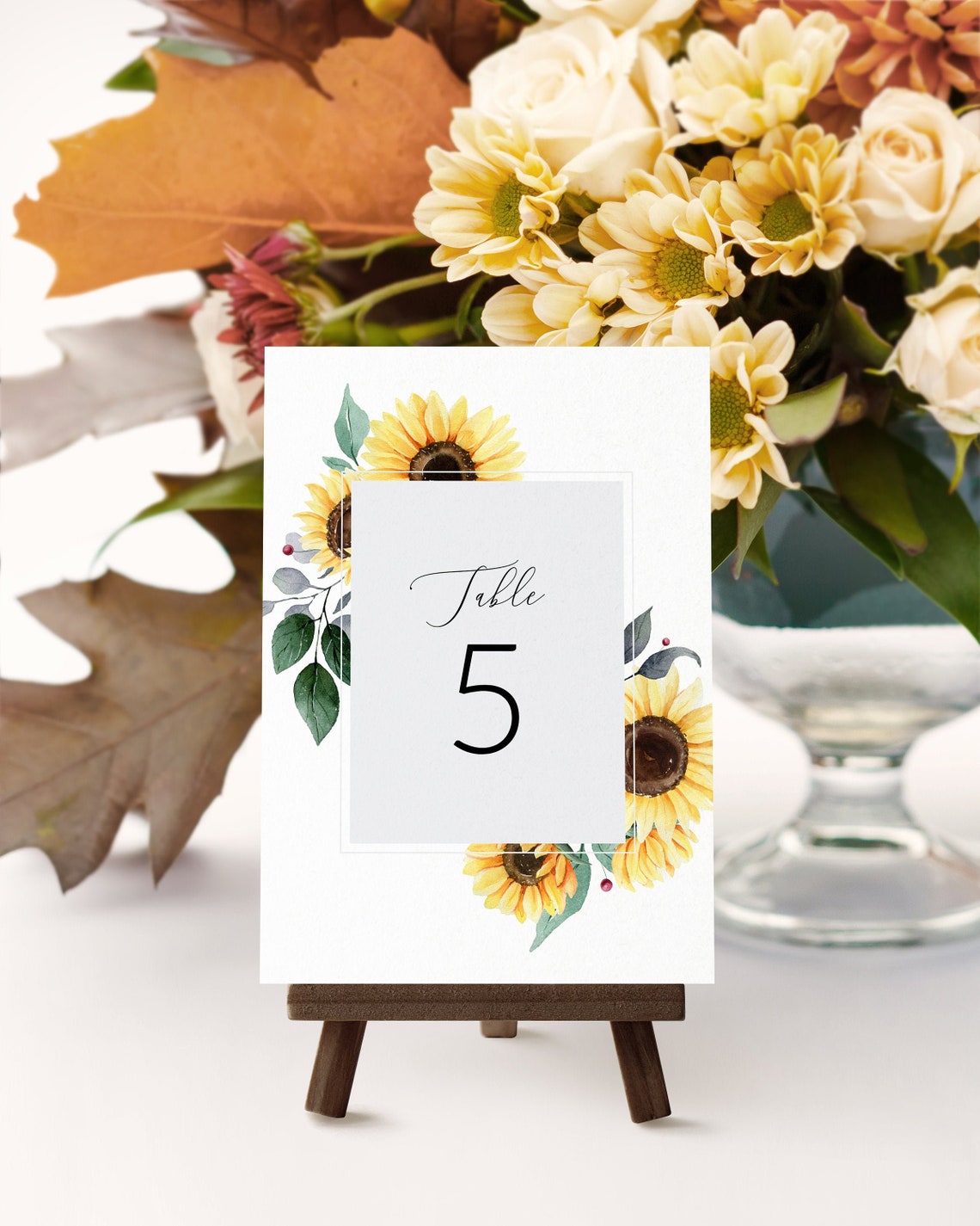 Sunflower Wedding Table Number Template Printable Rustic | Etsy