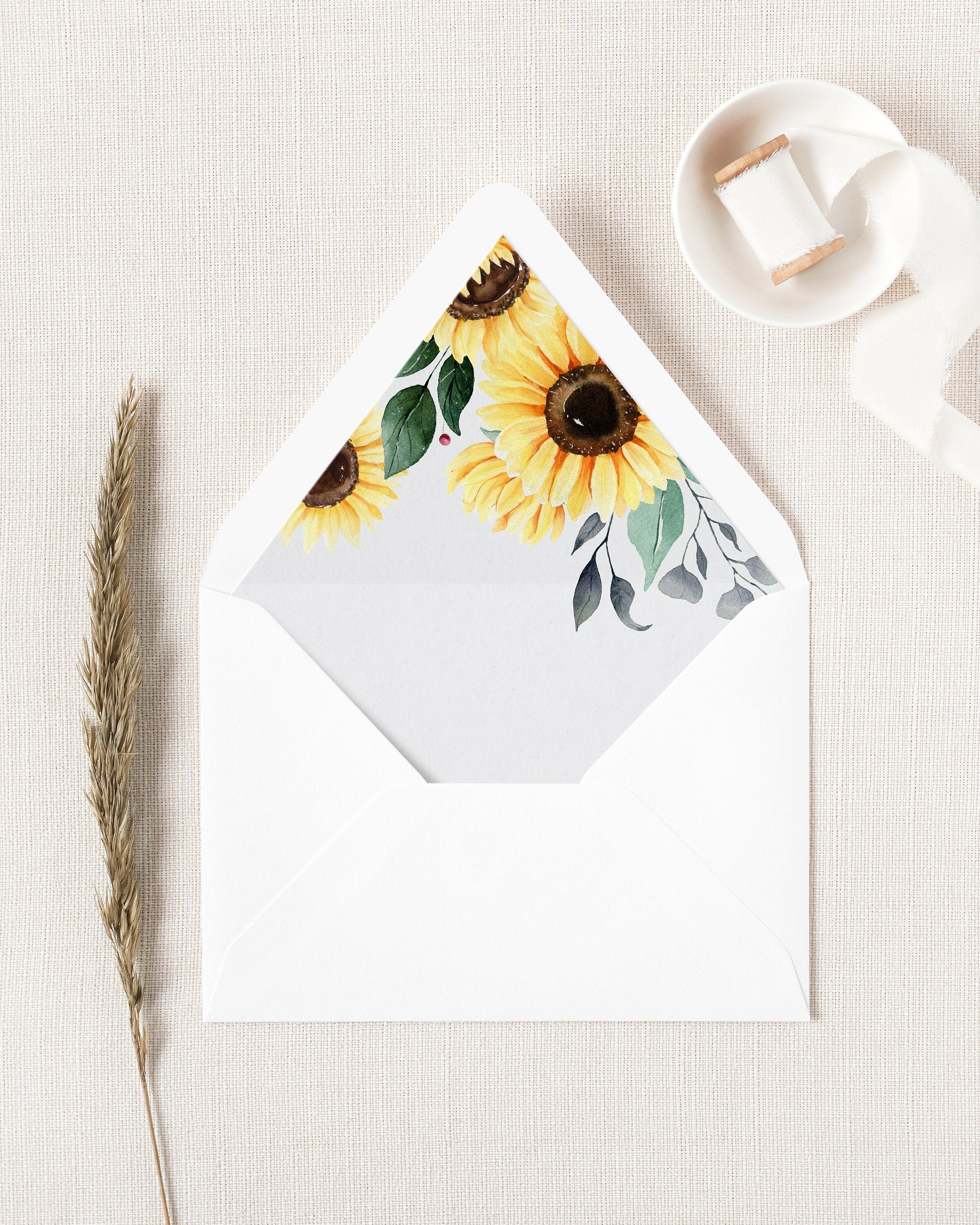 Sunflower Envelope Liner Template Boho Floral A7 Envelope - Etsy