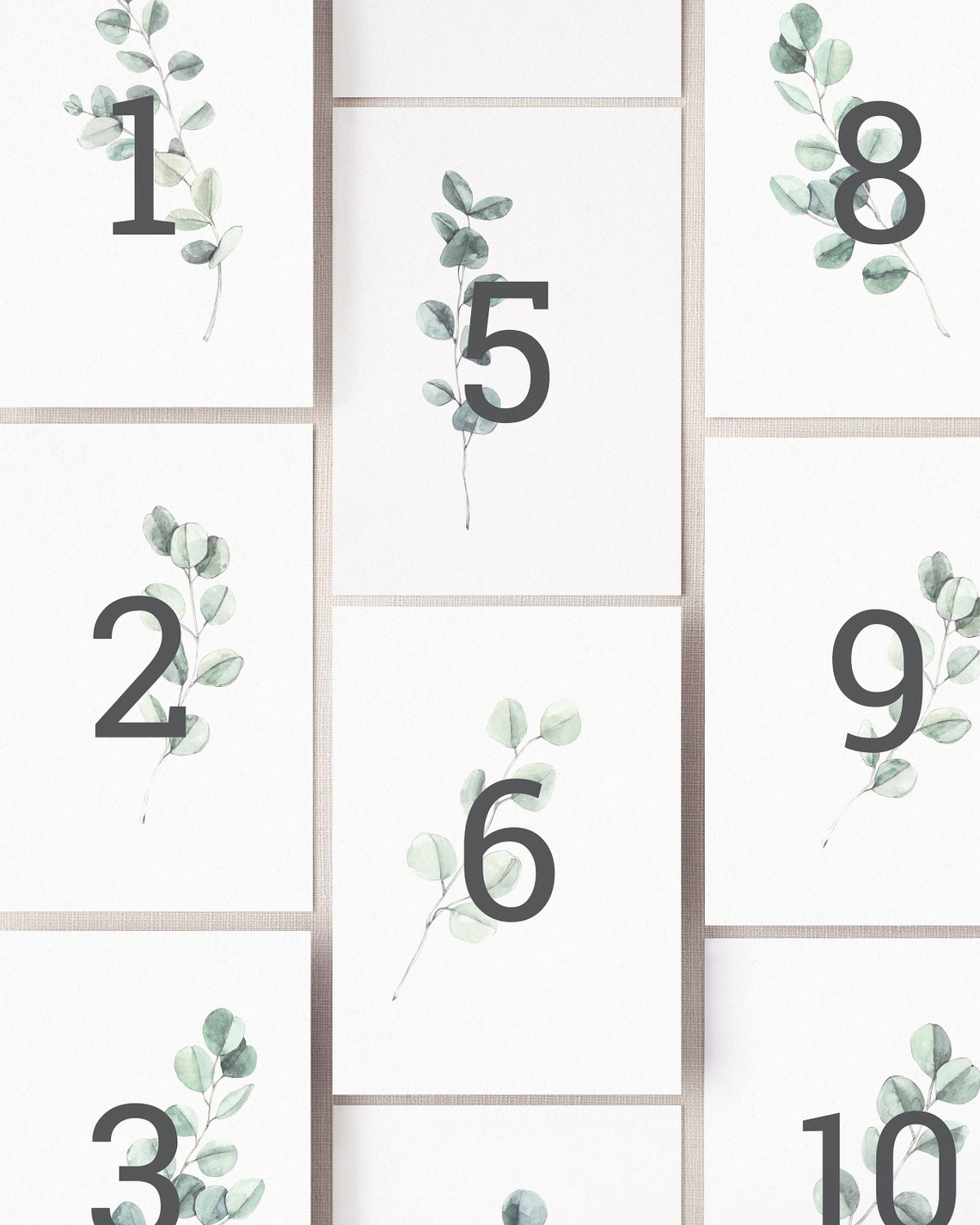 Eucalyptus Wedding Printable Table Numbers. Greenery Wedding | Etsy