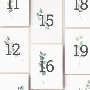 Eucalyptus Wedding Printable Table Numbers. Greenery Wedding - Etsy