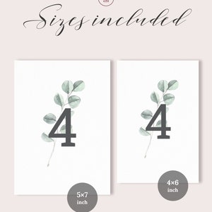 Eucalyptus Wedding Printable Table Numbers. Greenery Wedding - Etsy