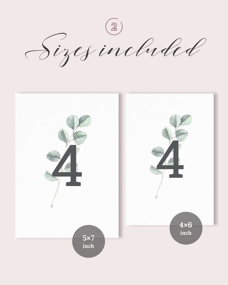Eucalyptus Wedding Printable Table Numbers. Greenery Wedding - Etsy