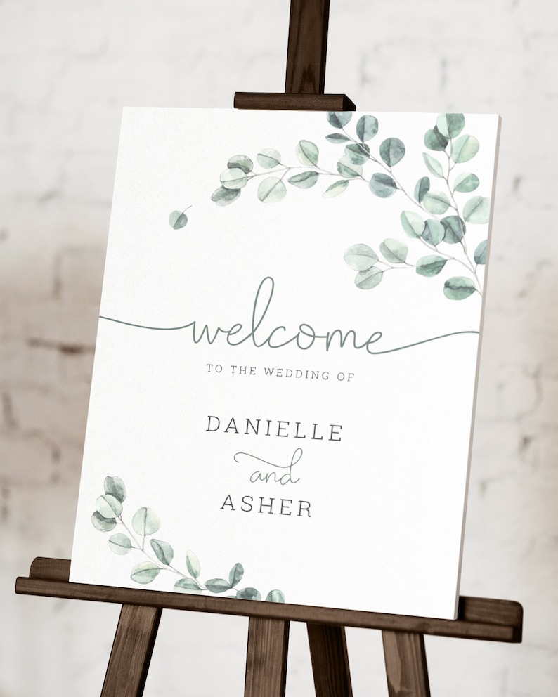 Eucalyptus Wedding Welcome Sign Template. Printable Greenery - Etsy