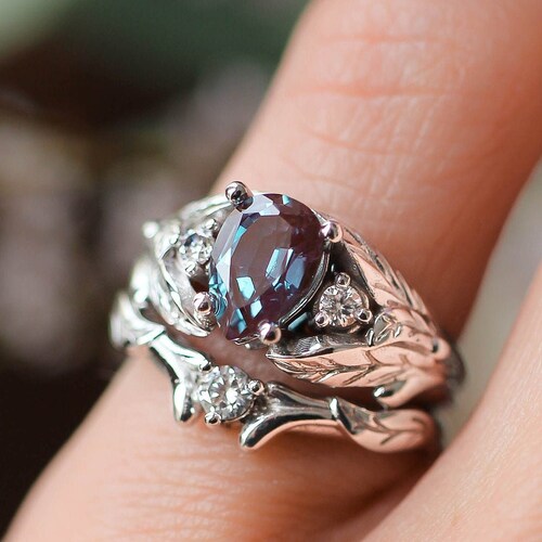 Alexandrite Bridal Ring Set Engagement and Wedding Ring Set | Etsy