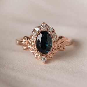 Baroque Inspired Oval Engagement Ring With Tourmaline and Diamonds ...