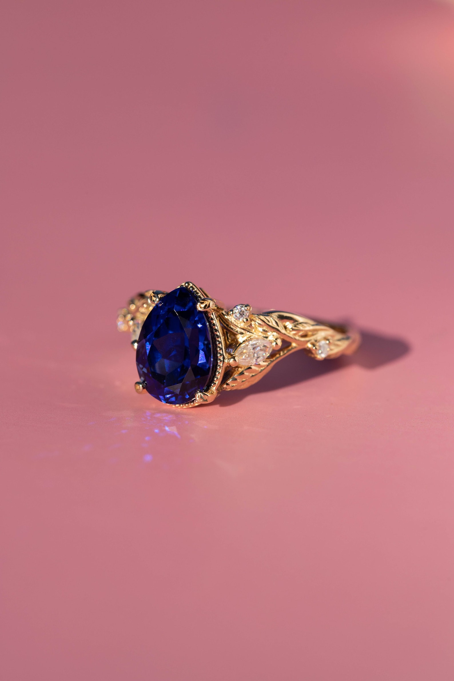Midnight Blue Sapphire Engagement Ring Lab Grown Sapphire - Etsy