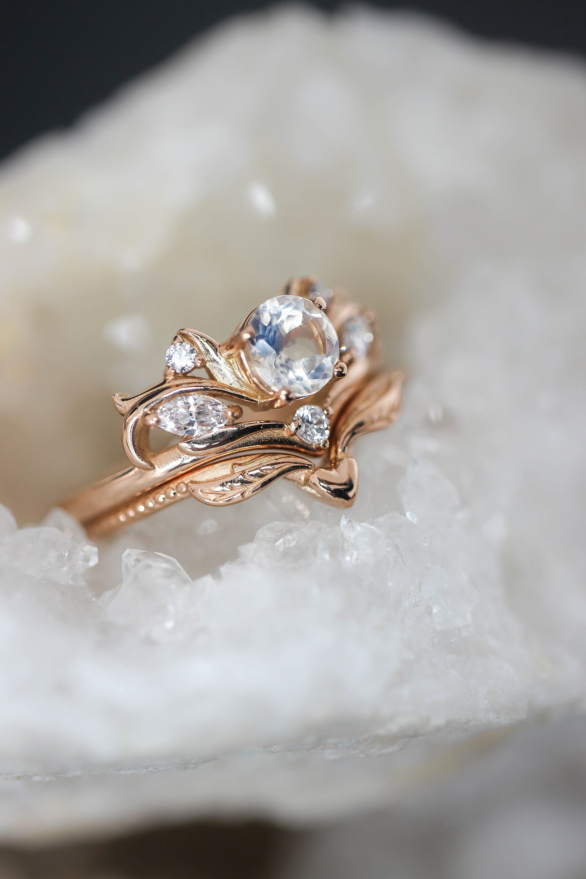 Fantasy Moonstone Bridal Ring Set - Etsy